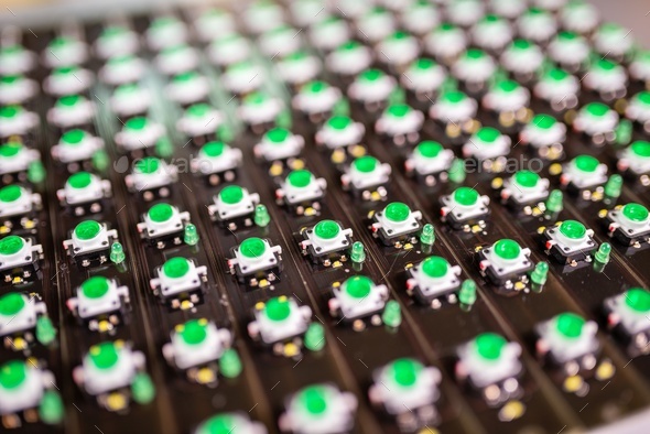 Panel of LED light indicators is in the production Stock Photo by ...