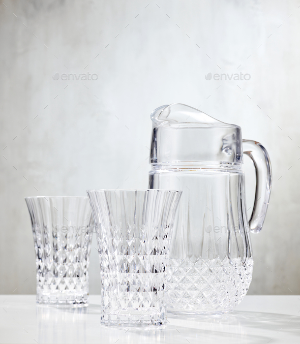 empty jug and glasses Stock Photo by magone | PhotoDune