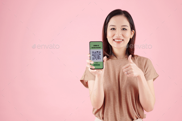 Woman Showing Smartphone with QR Code Stock Photo by DragonImages ...