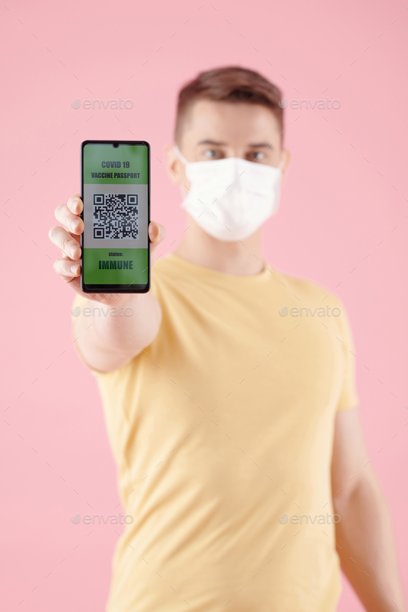 Man Excited to Show QR Code Stock Photo by DragonImages | PhotoDune