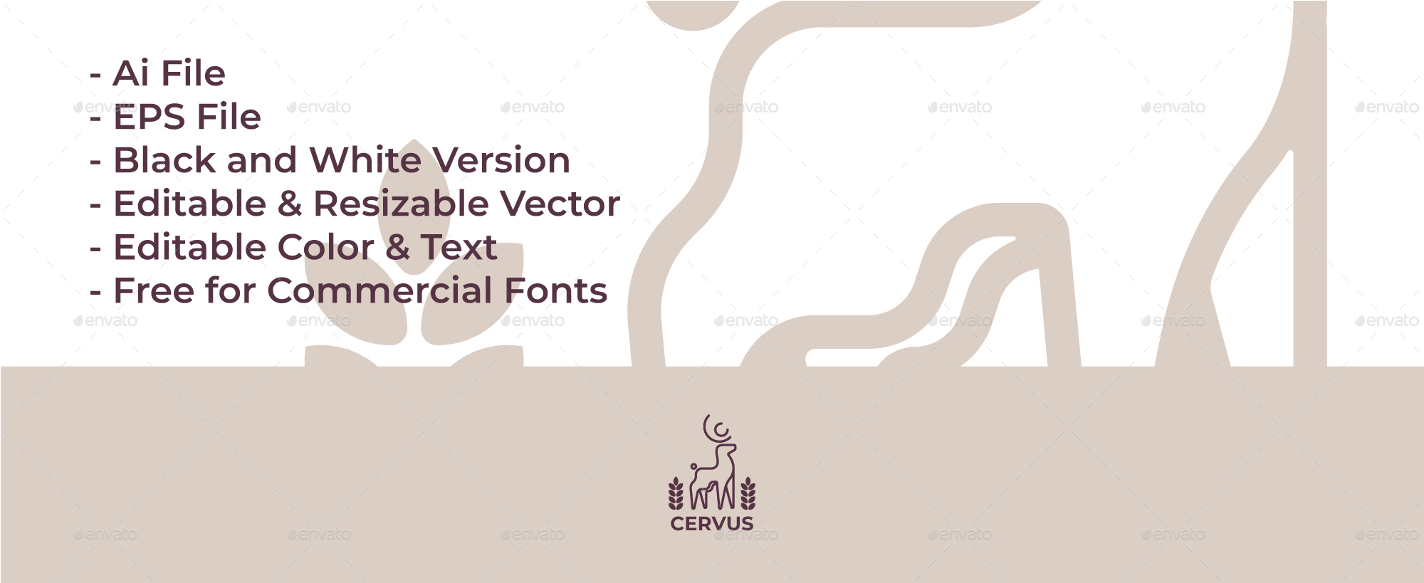 Cervus Deer Natural Logo Template, Logo Templates | GraphicRiver