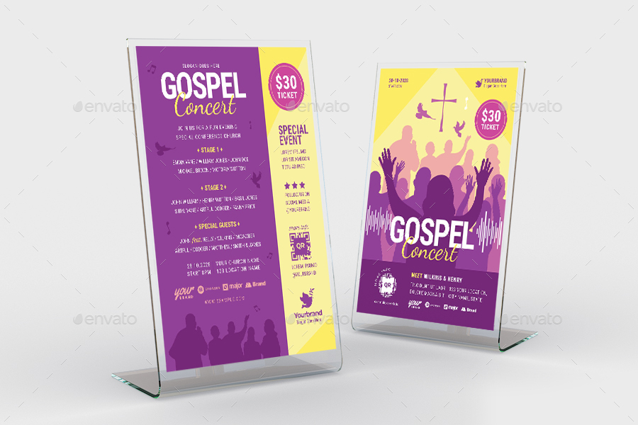 Church Gospel Music Concert Flyer, Print Templates | GraphicRiver