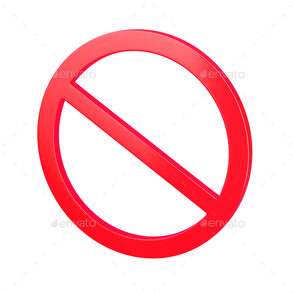 Empty prohibition or forbidden sign isolated on white. 3D rendering ...