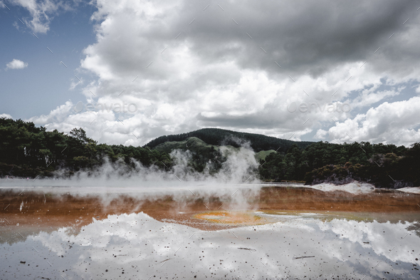 Steam over water of magnificent lake Stock Photo by ADDICTIVE_STOCK