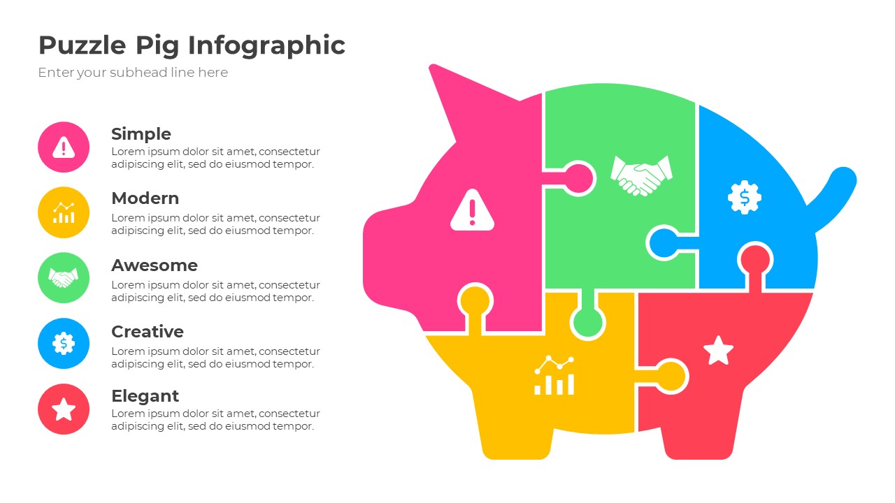 Puzzle Infographics PowerPoint Template Diagrams, Presentation Templates