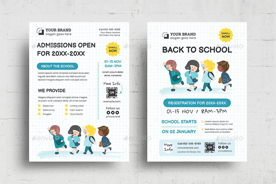 Kid's Back To School Flyer Template, Print Templates | GraphicRiver