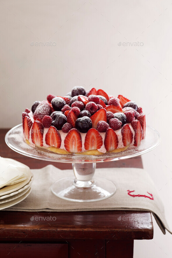 Ice cream and berry cake Stock Photo by nualaimages | PhotoDune