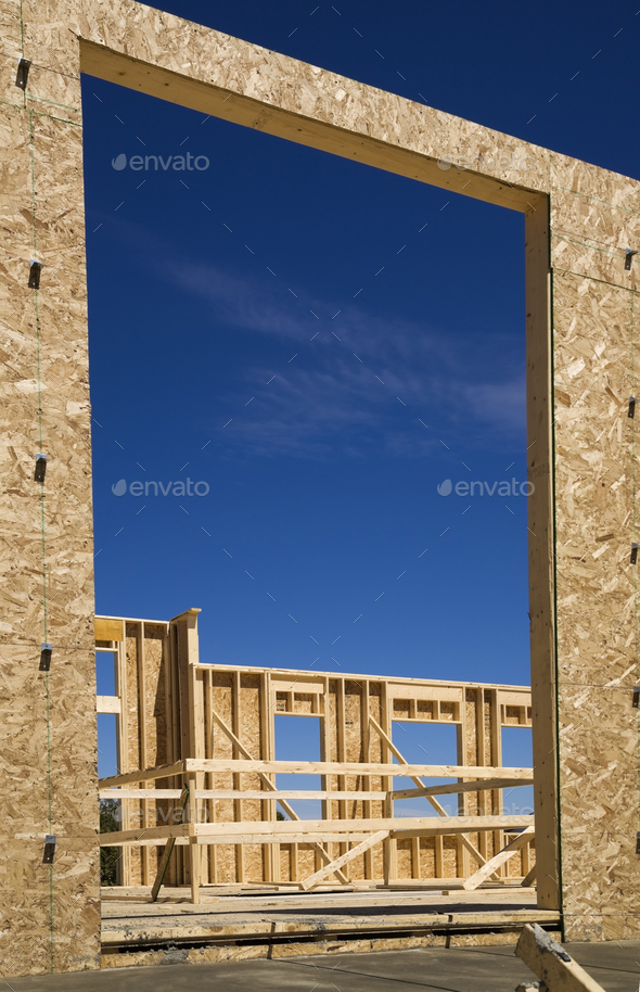 Exterior and interior walls of residential cottage style home under ...