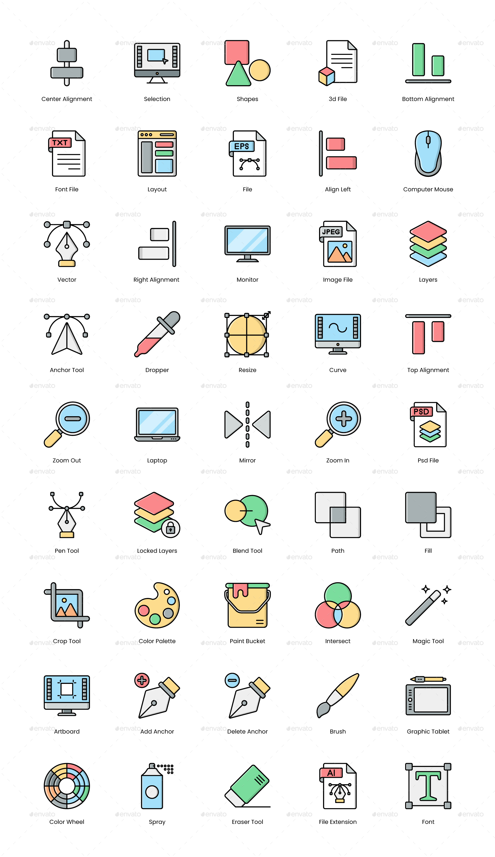 Graphic Design Icons Set, Icons | GraphicRiver