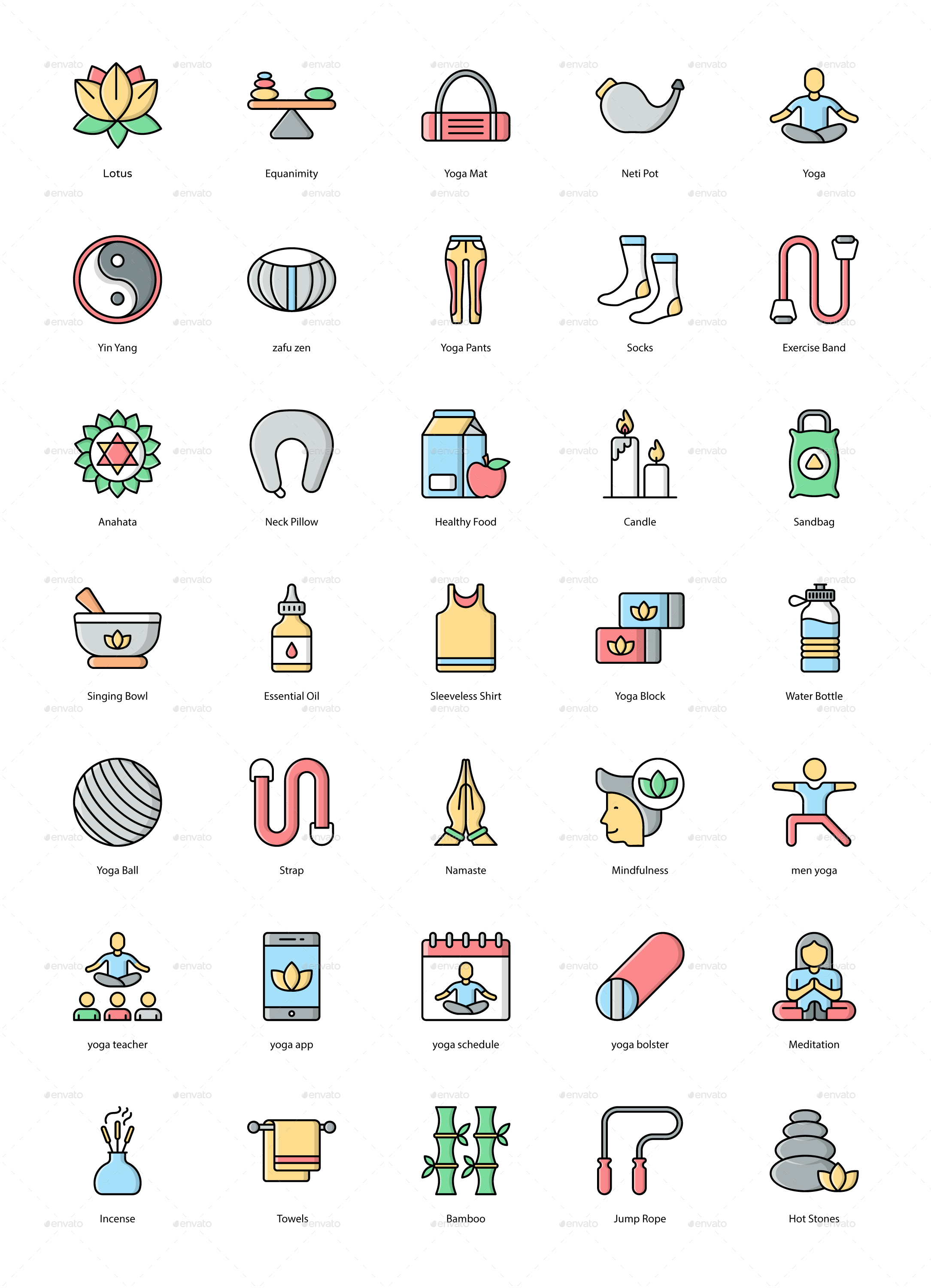 Yoga Icons Set, Icons | GraphicRiver