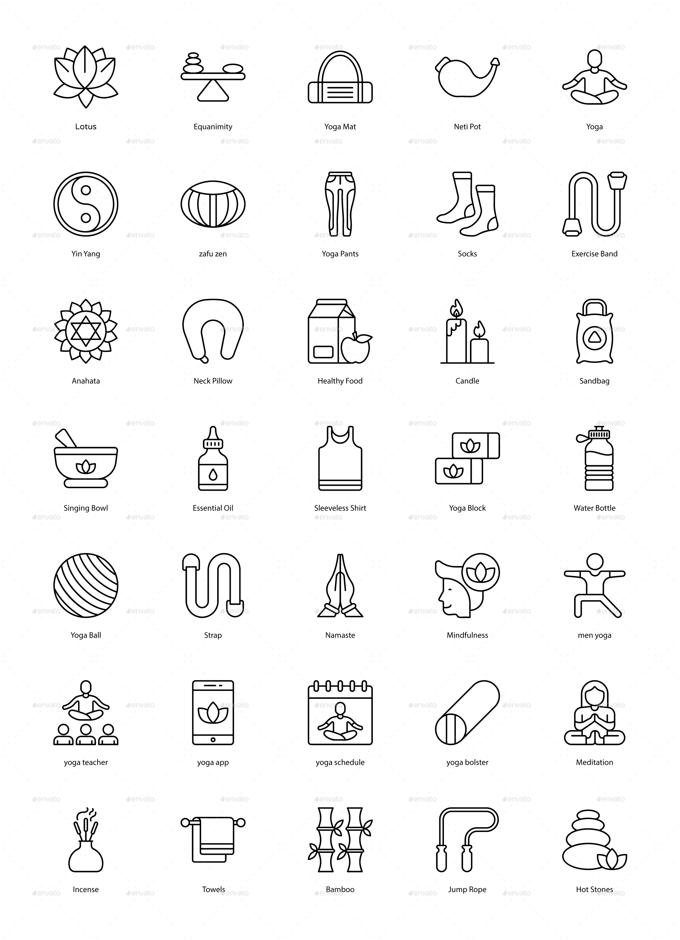 Yoga Icons Set, Icons | GraphicRiver