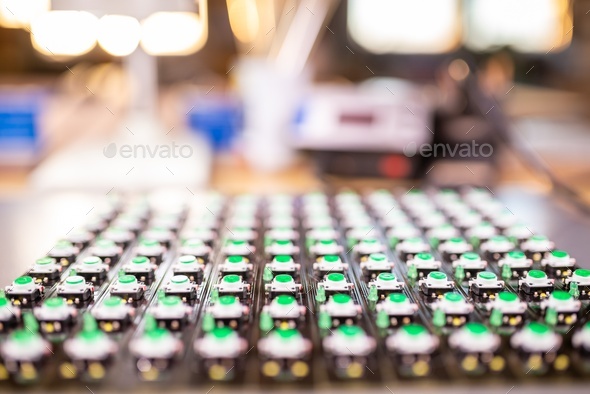 Panel of LED light indicators is in the production Stock Photo by ...