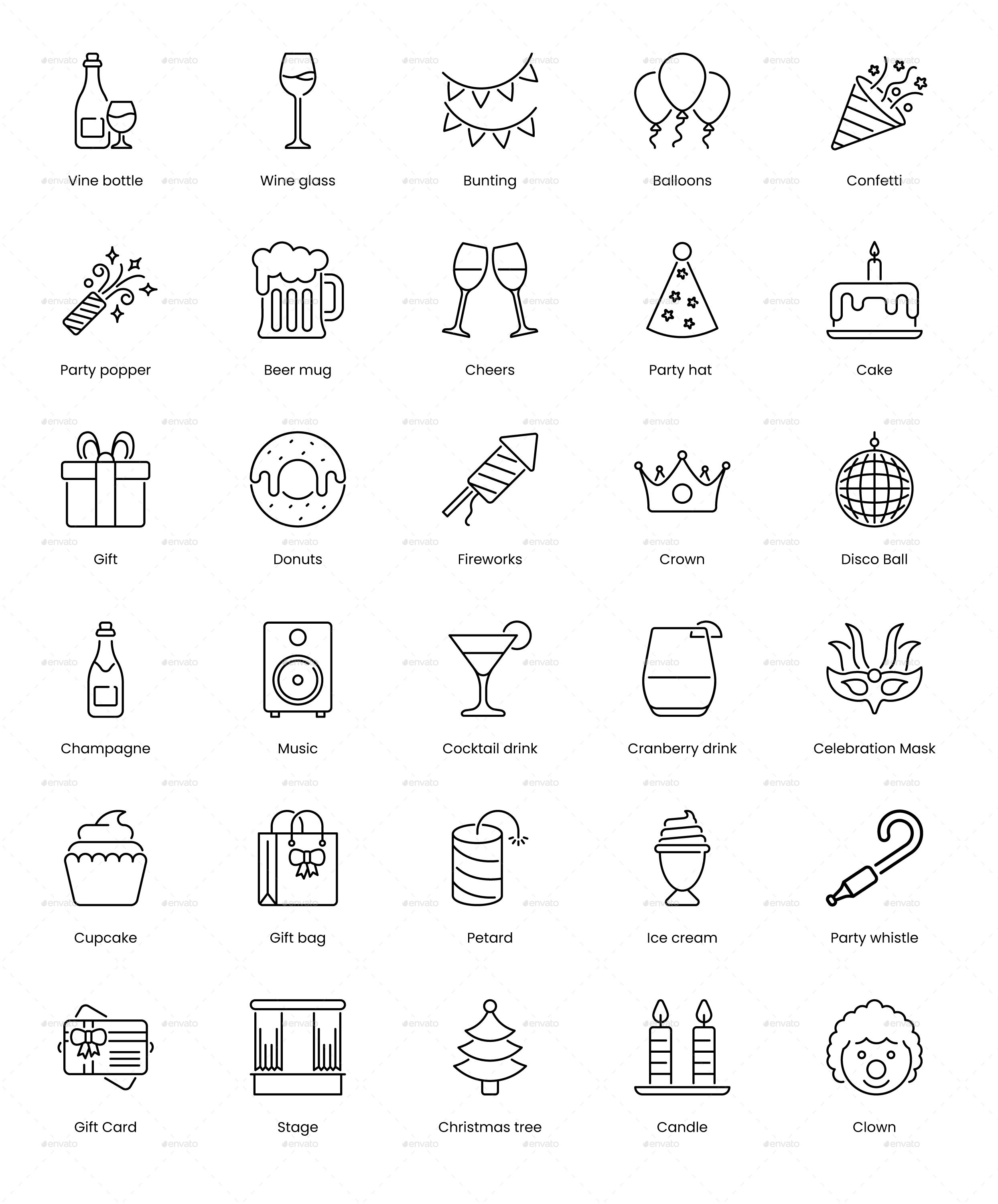 Celebration Icons Set, Icons | GraphicRiver