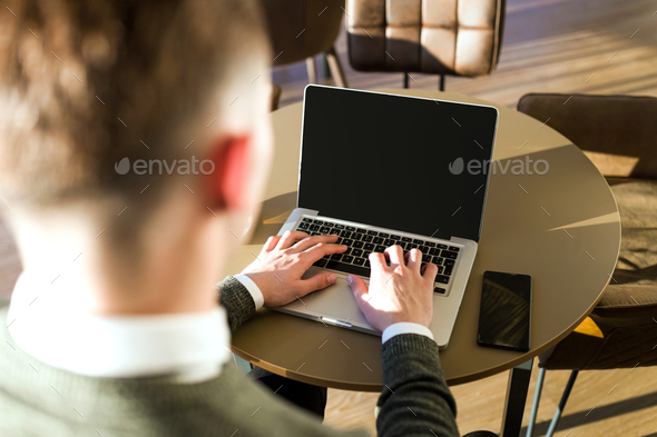 Back view of typing man Stock Photo by ADDICTIVE_STOCK | PhotoDune