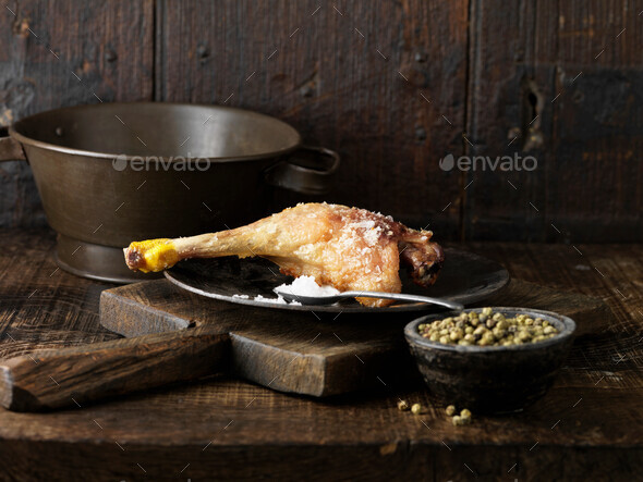 Duck rillette Leg with green peppercorns Stock Photo by Image-Source