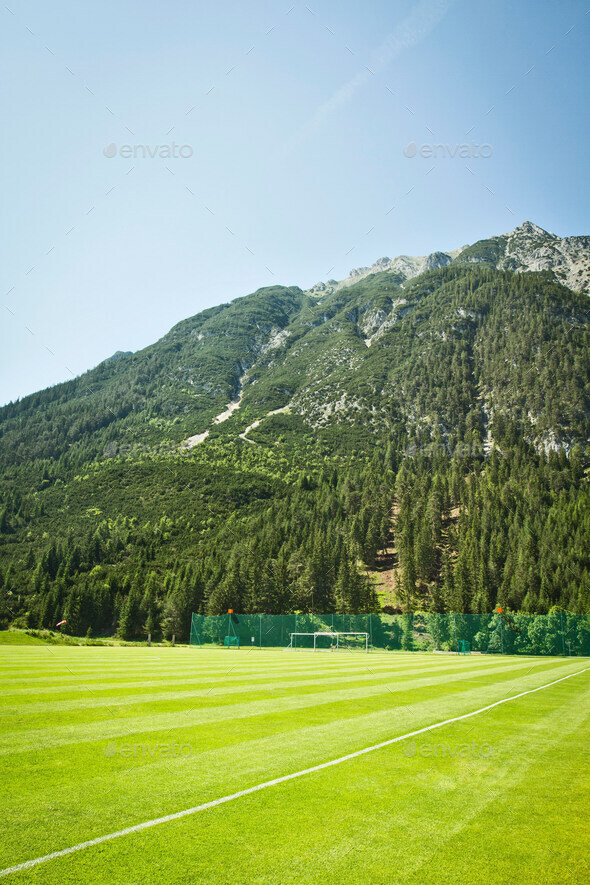 Sports field in rural landscape Stock Photo by Image-Source | PhotoDune