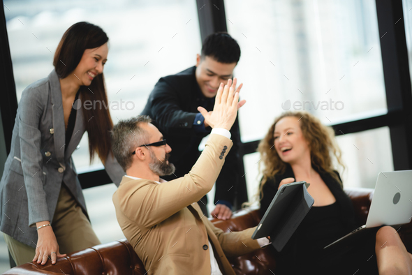 business manager team are meeting to discussion talk together in modern ...