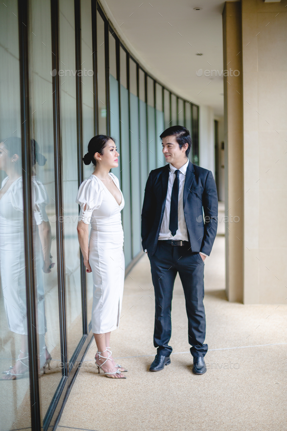 professional business partner person talking together, man and woman ...