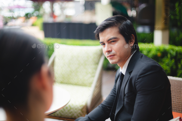 professional business partner person talking together, man and woman ...