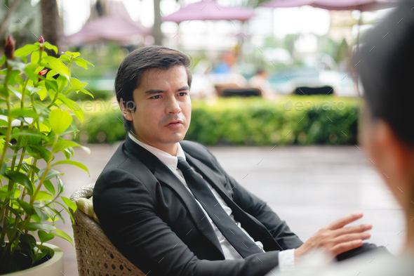 professional business partner person talking together, man and woman ...