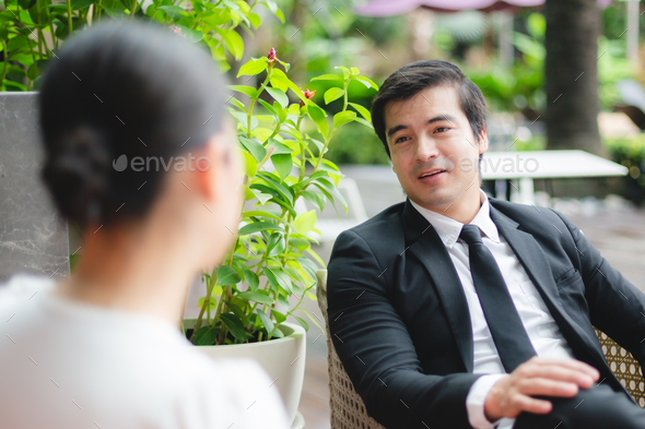 professional business partner person talking together, man and woman ...