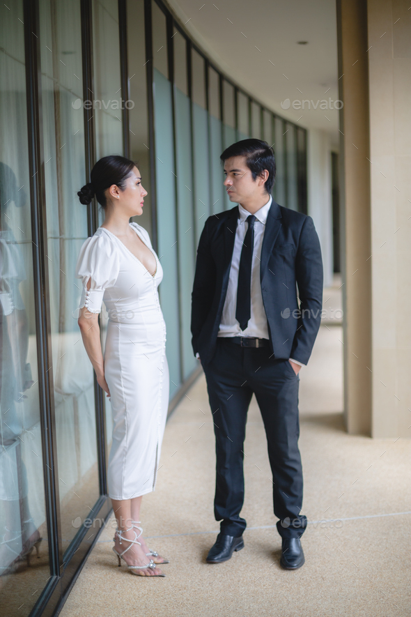 professional business partner person talking together, man and woman ...