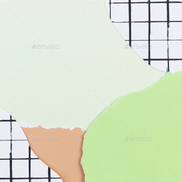 Green paper collage on grid pattern background Stock Photo by Rawpixel