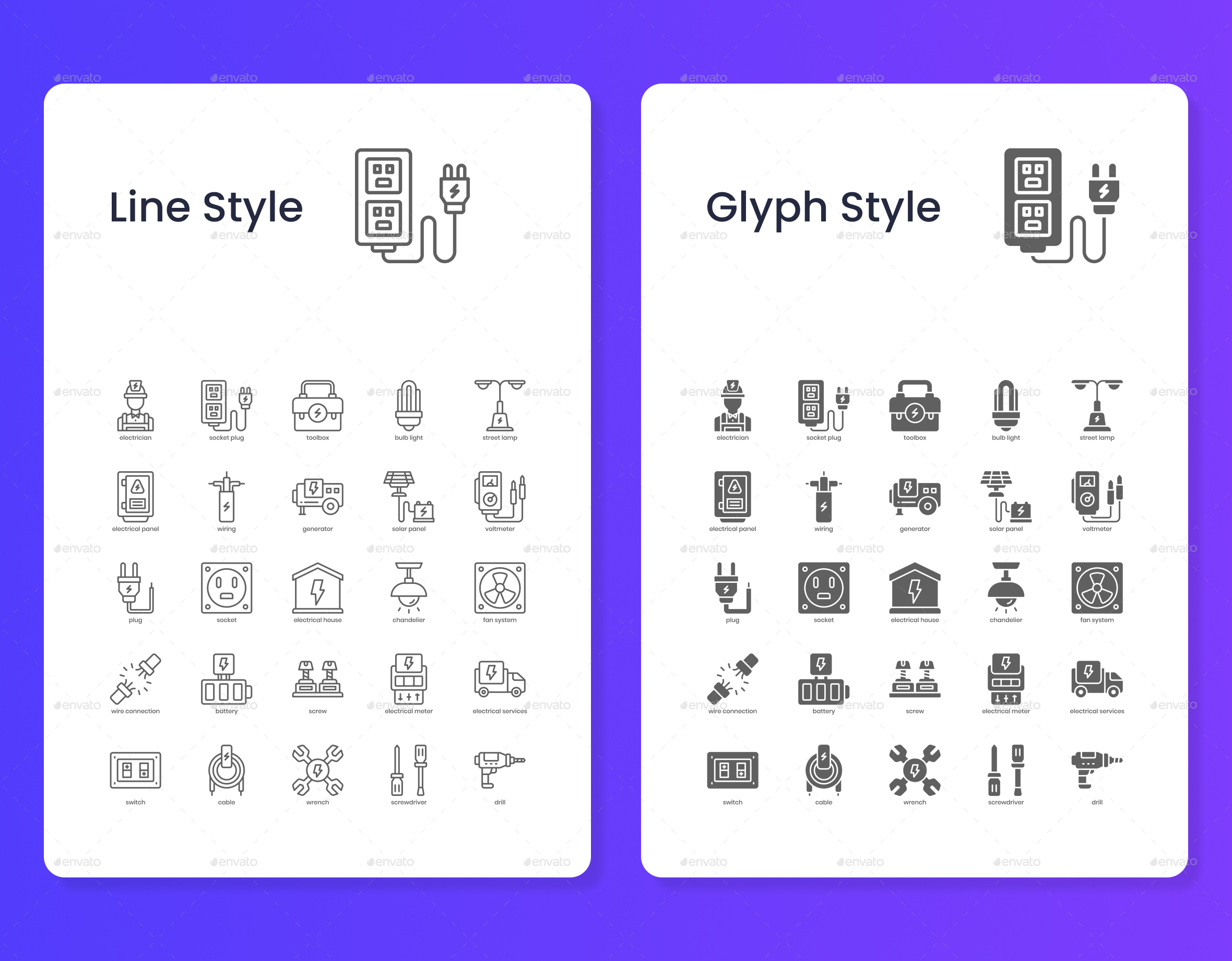 Electric Element Icon Pack, Icons | GraphicRiver