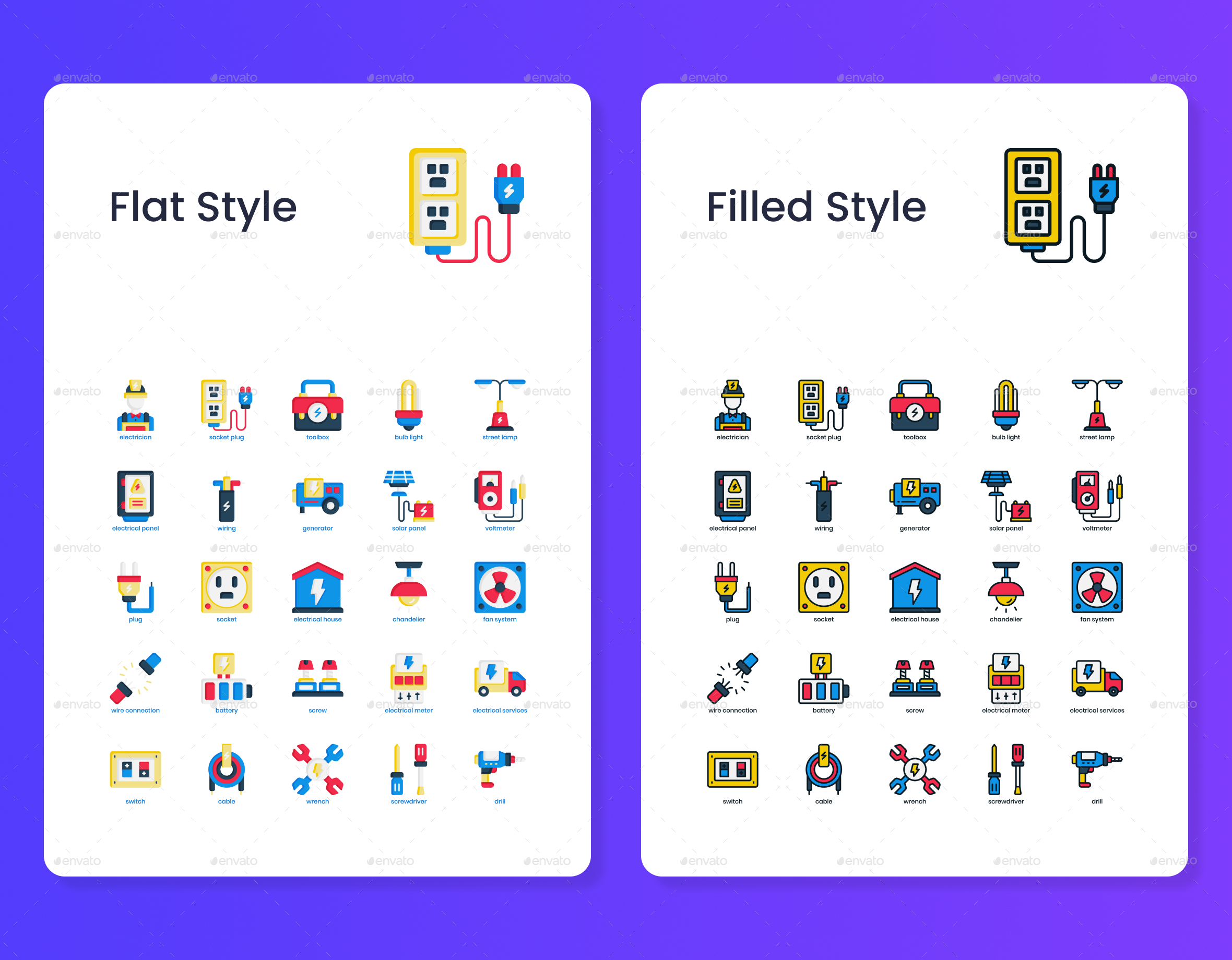 Electric Element Icon Pack, Icons | GraphicRiver