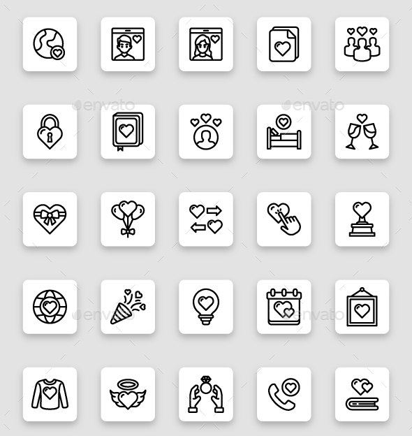 Love - Outline Collection Icon Set, Icons | GraphicRiver