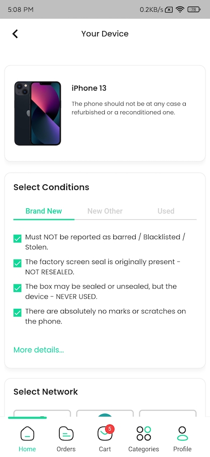 Buy and Sell used mobile and electronics - Flutter App UI Kit by Fluttertop