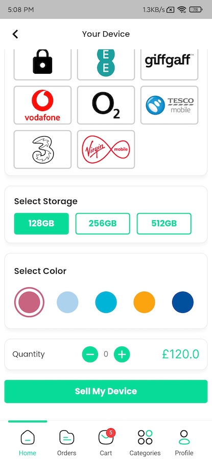Buy and Sell used mobile and electronics - Flutter App UI Kit by Fluttertop