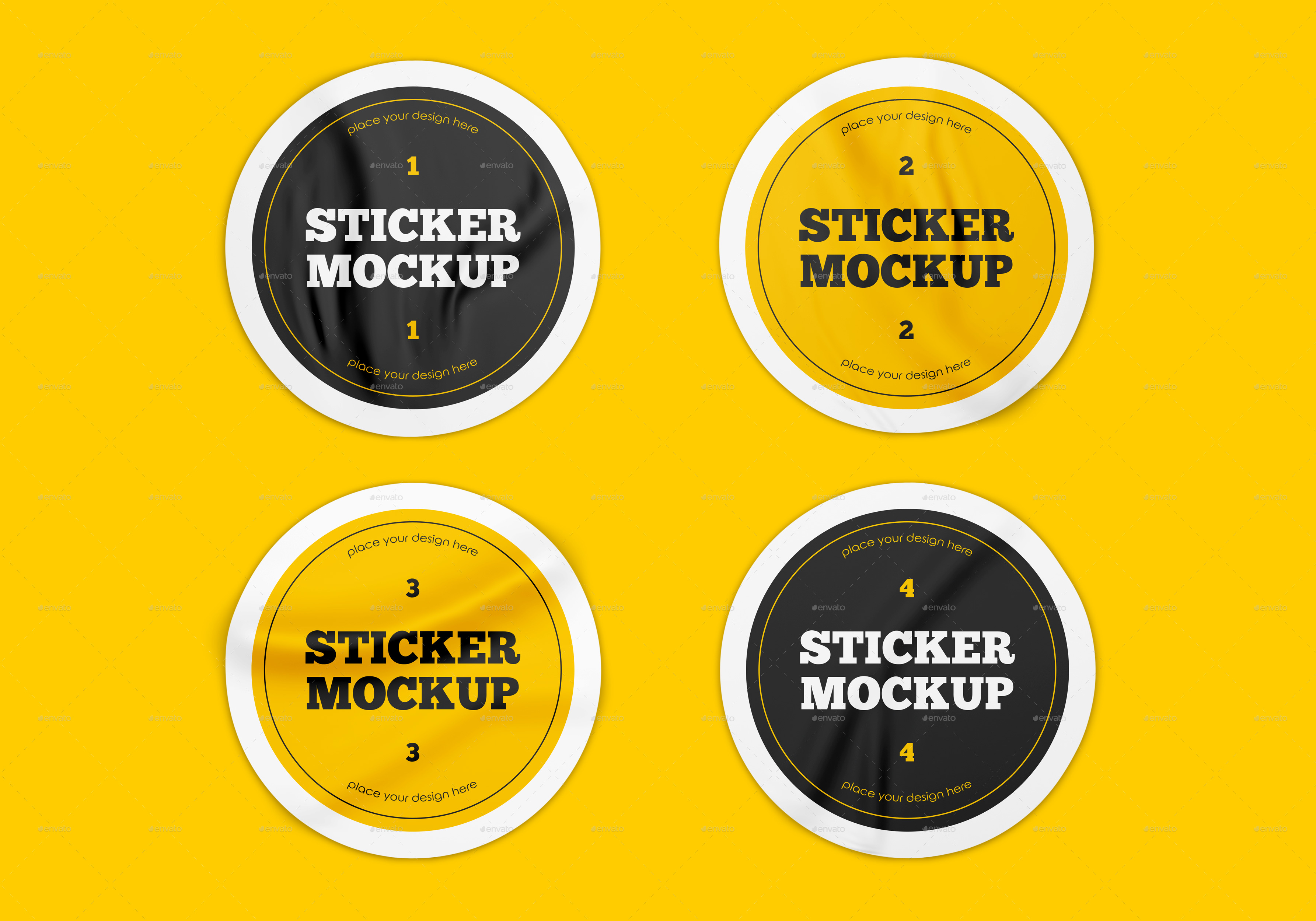 Round Stickers Mockup Set, Graphics | GraphicRiver
