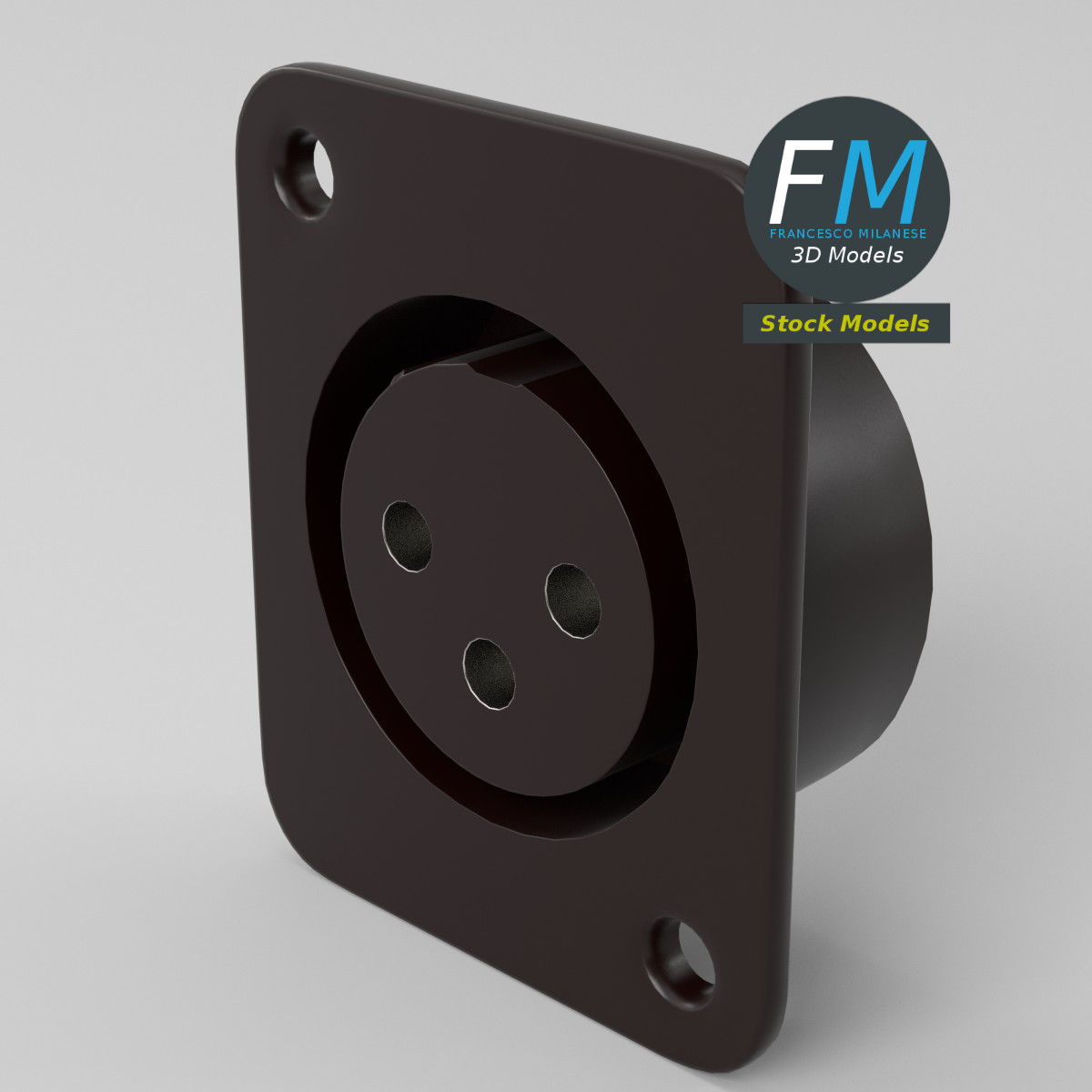 Panel mount female XLR connector by FrancescoMilanese85 | 3DOcean