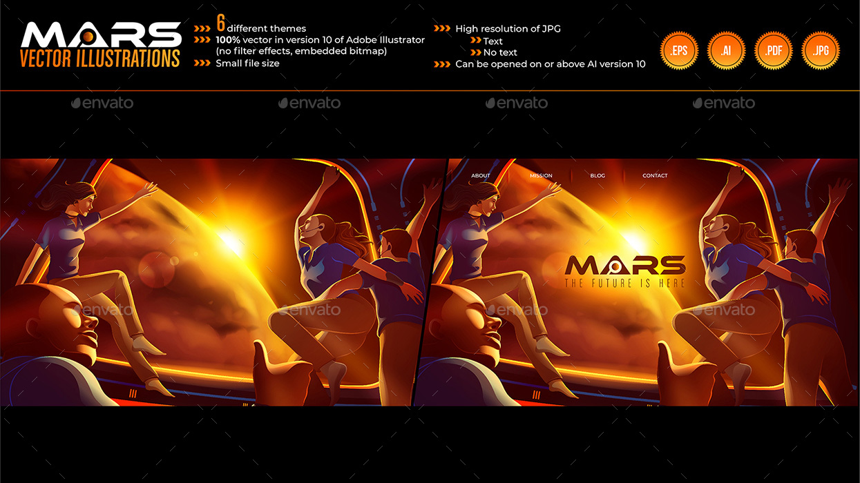 Mars Mission Vector Illustrations, Graphics | GraphicRiver