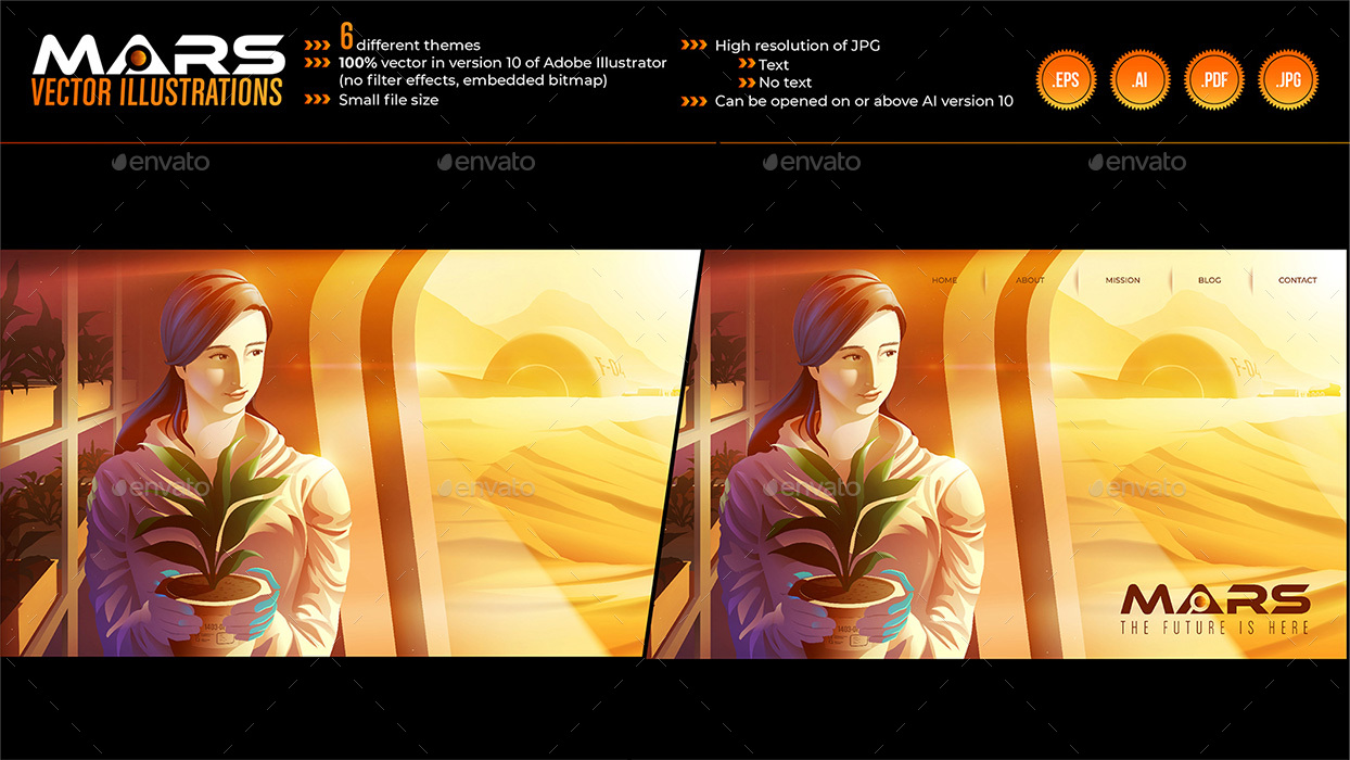 Mars Mission Vector Illustrations, Graphics | GraphicRiver