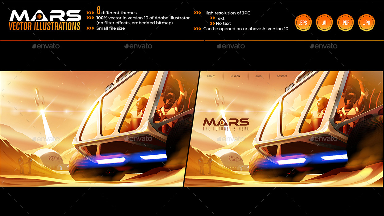 Mars Mission Vector Illustrations, Graphics | GraphicRiver