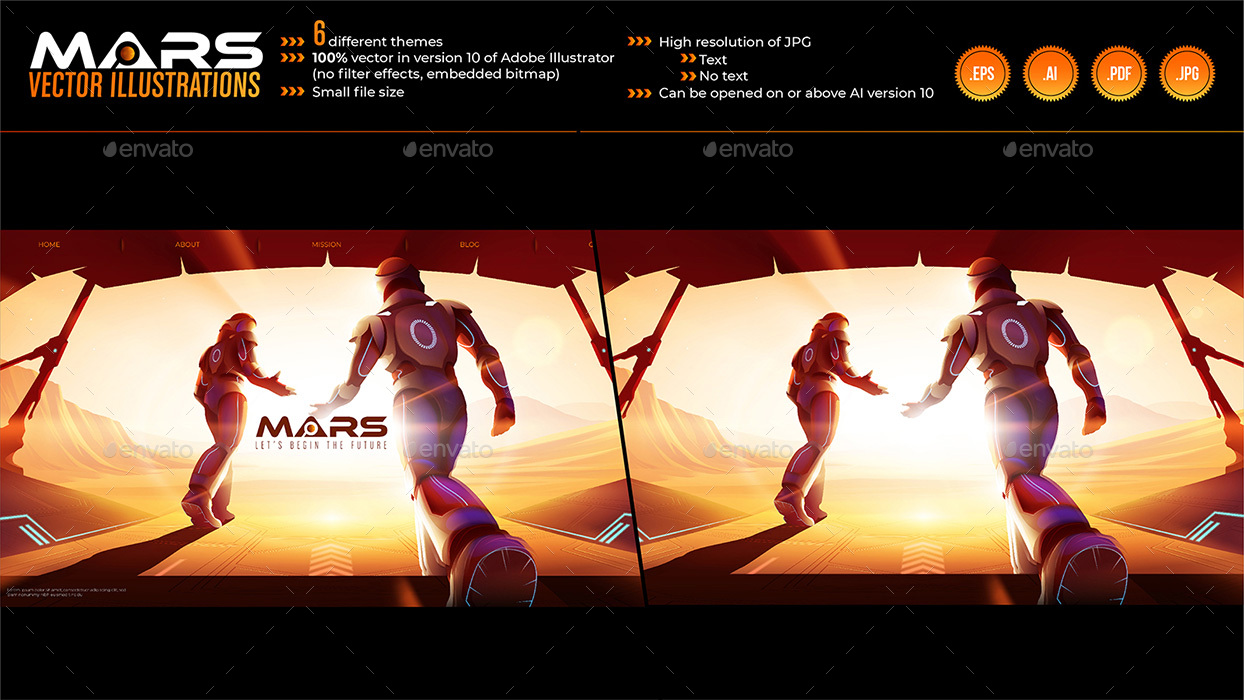 Mars Mission Vector Illustrations, Graphics | GraphicRiver