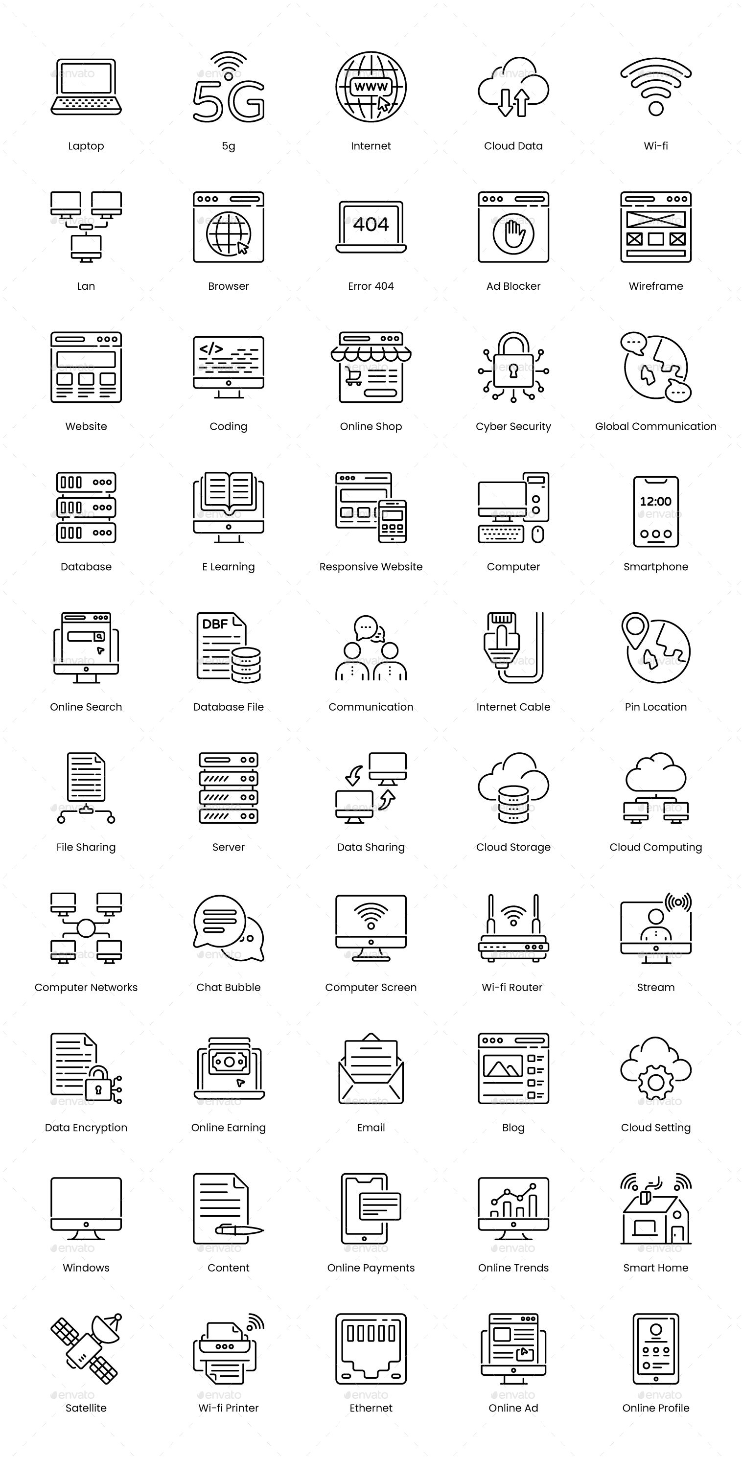 Internet Icons Set, Icons | GraphicRiver