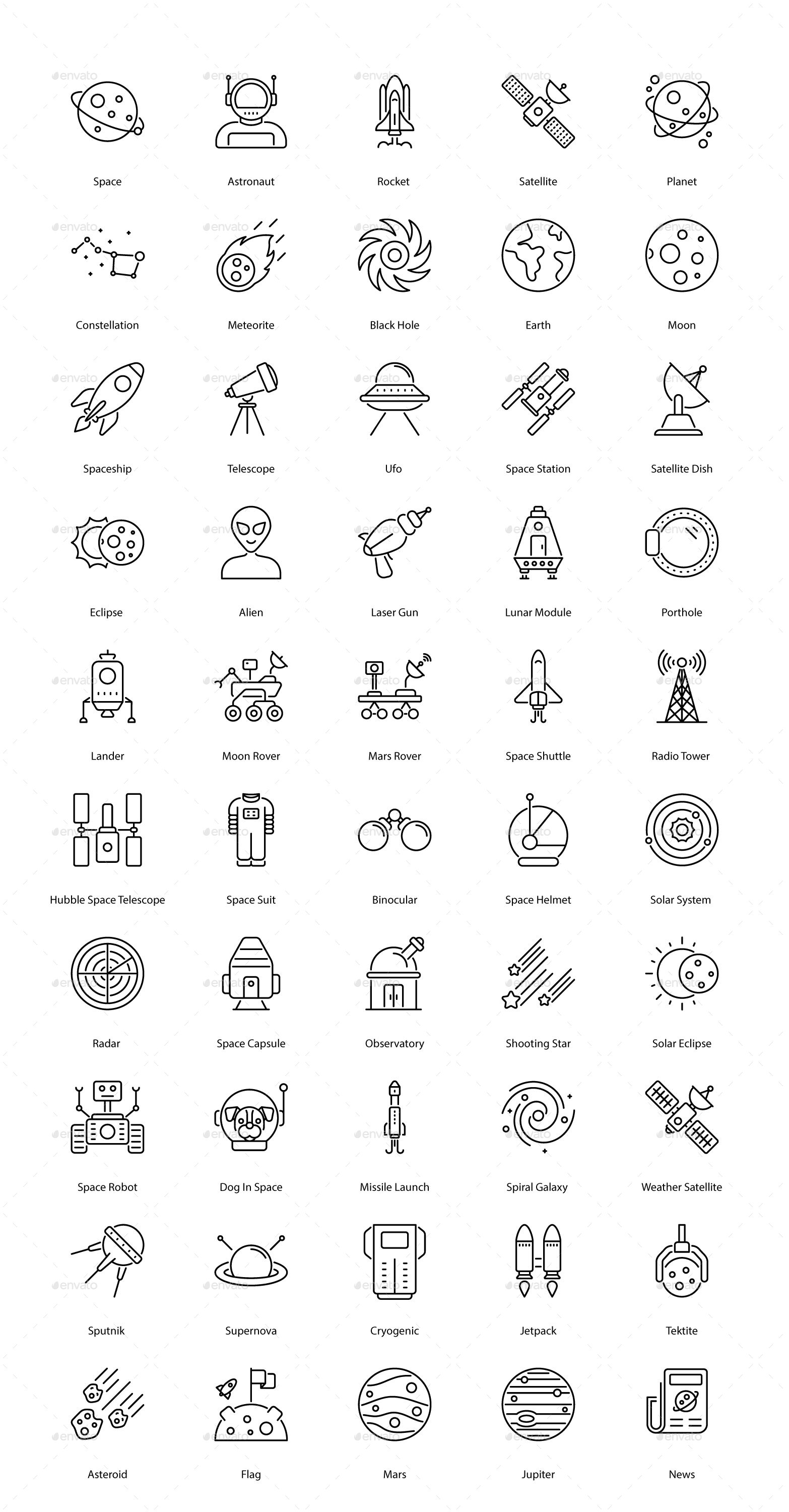 Space Icons Set, Icons | GraphicRiver