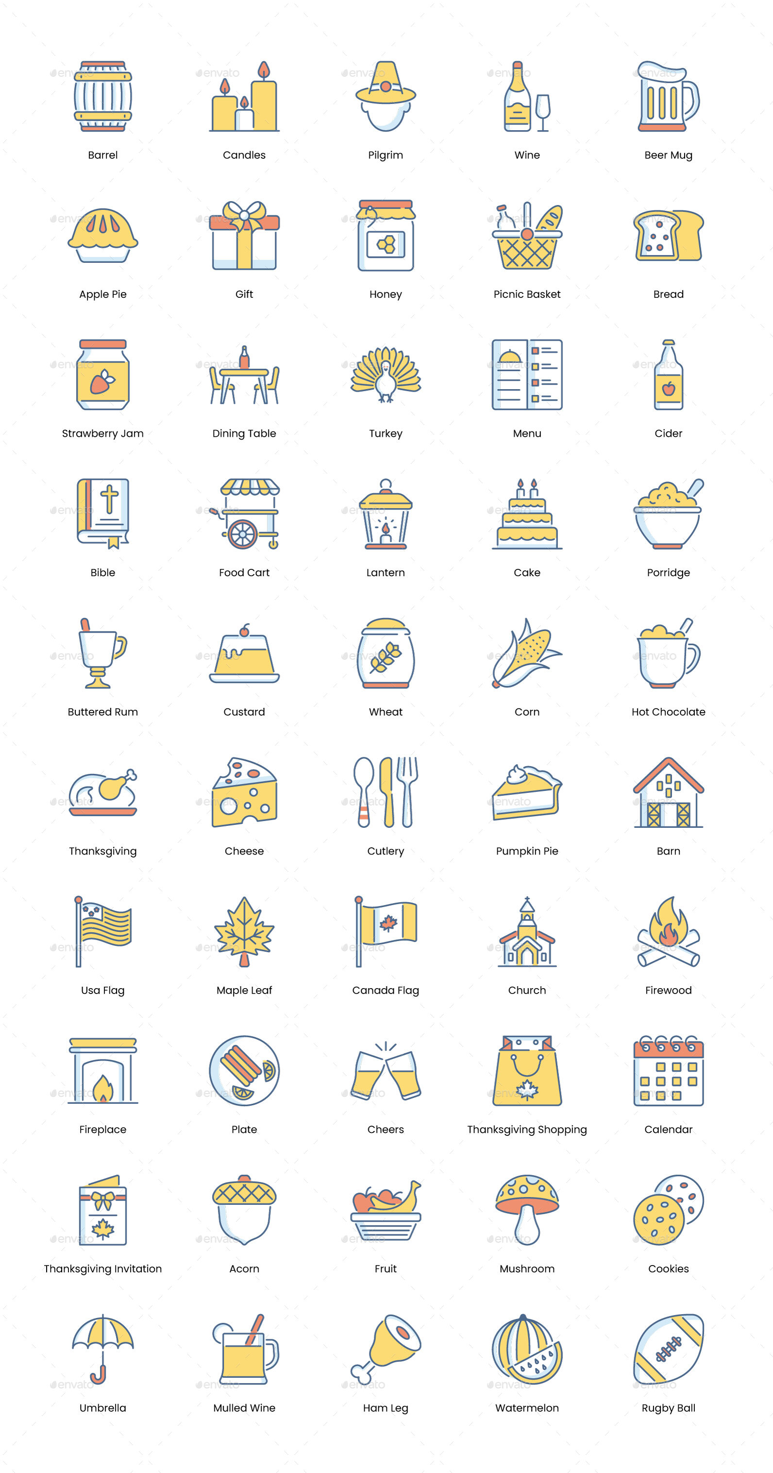Thanksgiving Icons Set by trianglesquad | GraphicRiver