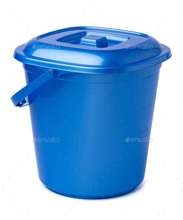 Single plastic bucket isolated on a white background Stock Photo by ...
