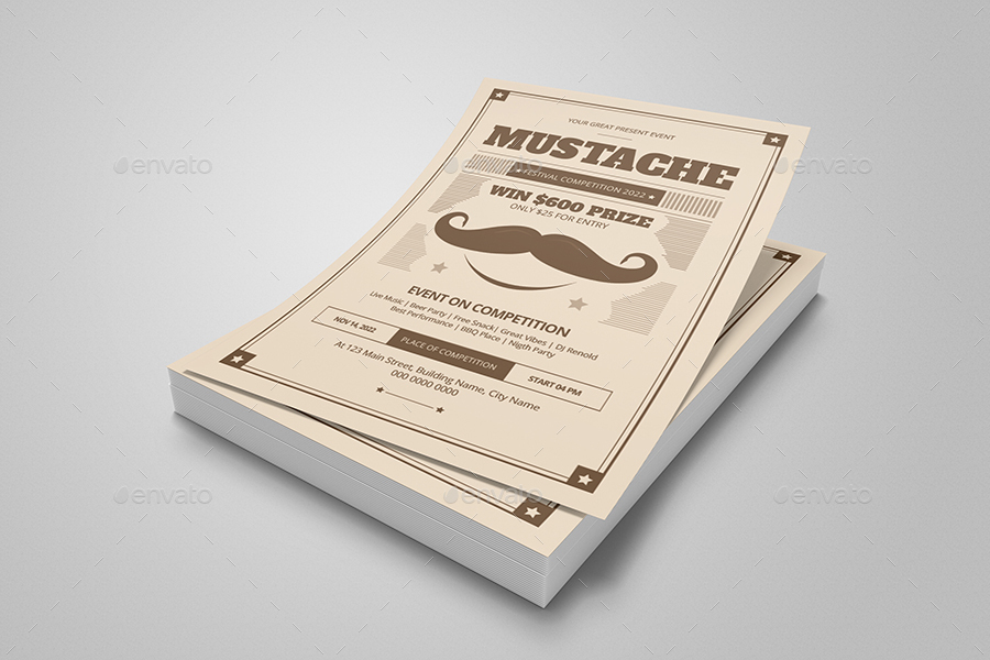 Moustache Competition Flyer, Print Templates | GraphicRiver