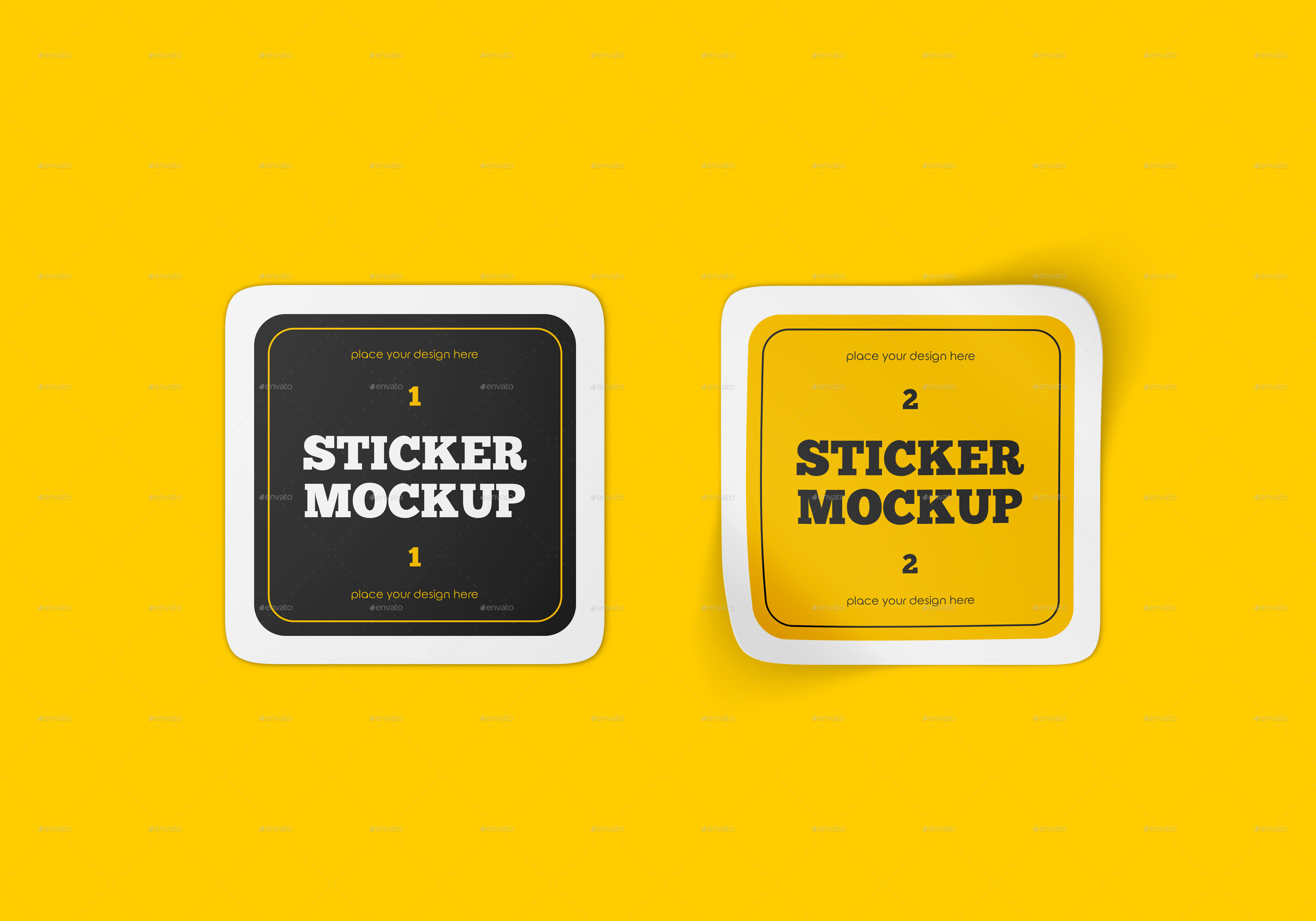 Square Stickers Mockup Set, Graphics | GraphicRiver