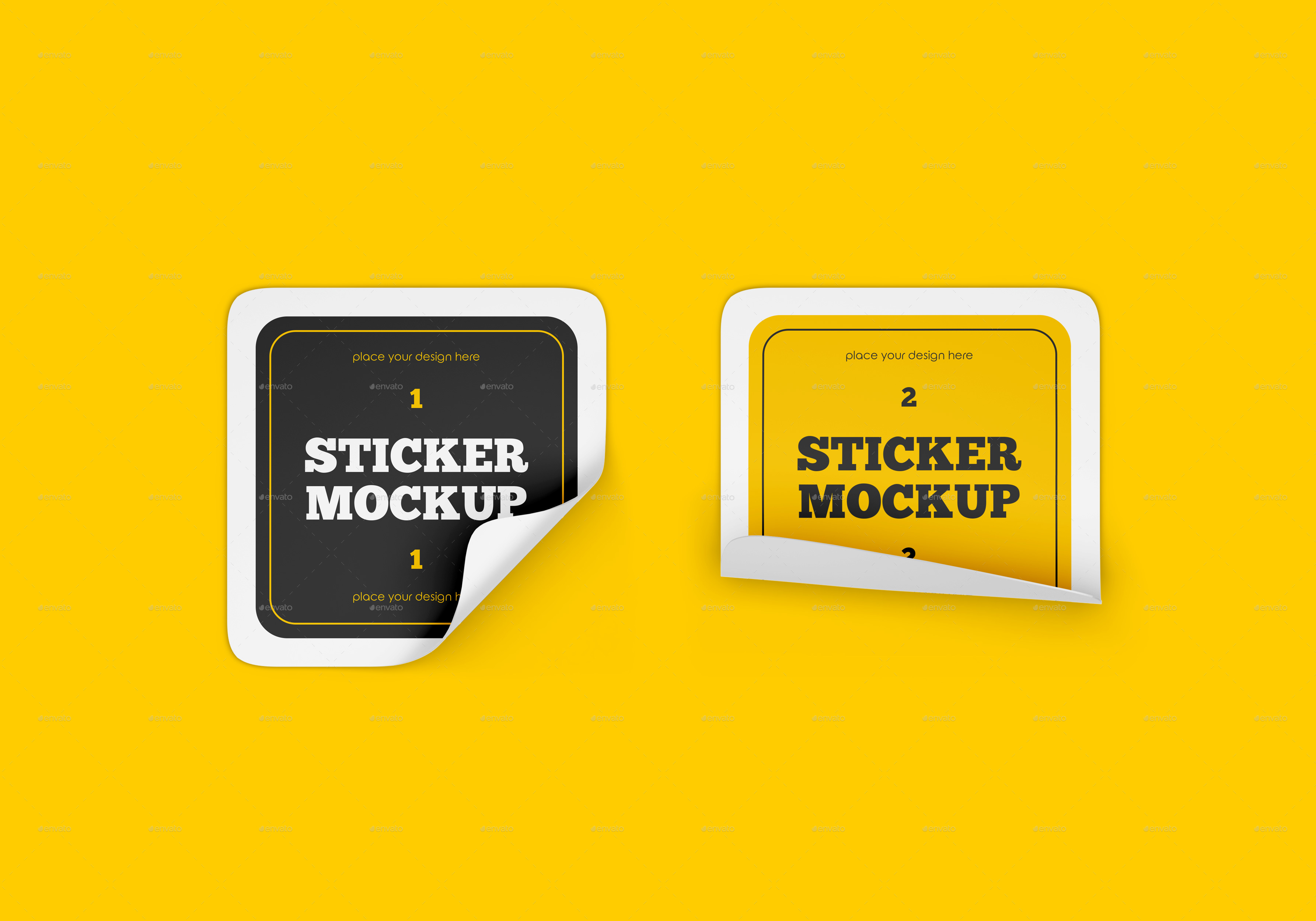 Square Stickers Mockup Set, Graphics | GraphicRiver