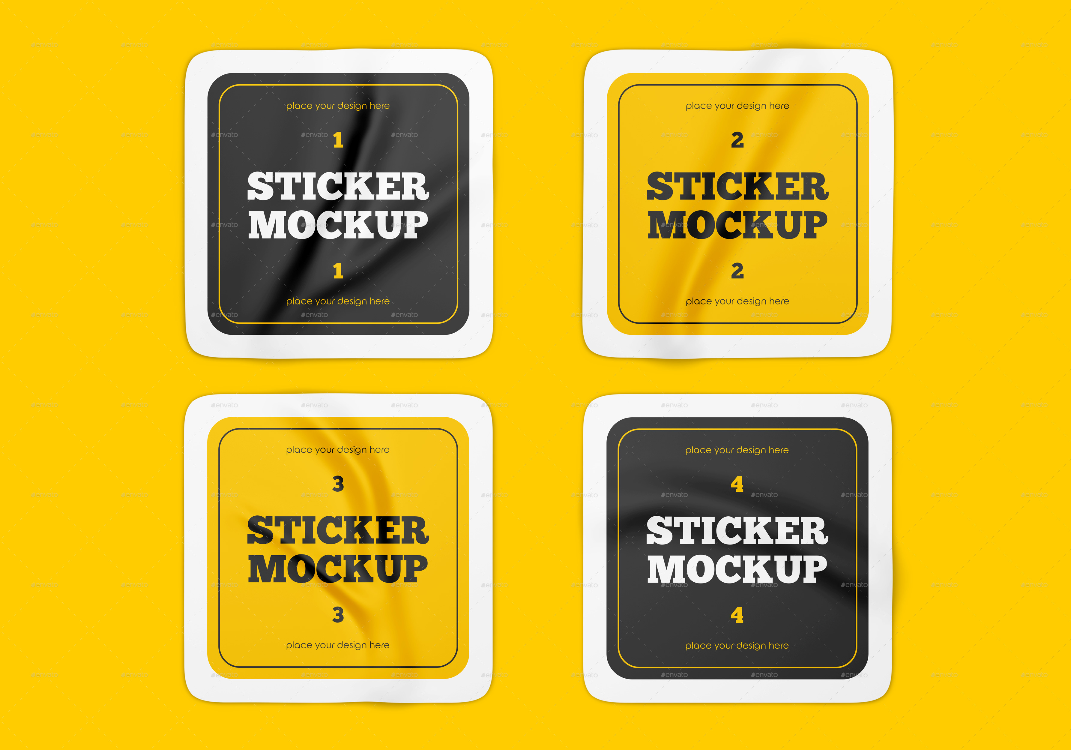 Square Stickers Mockup Set, Graphics | GraphicRiver