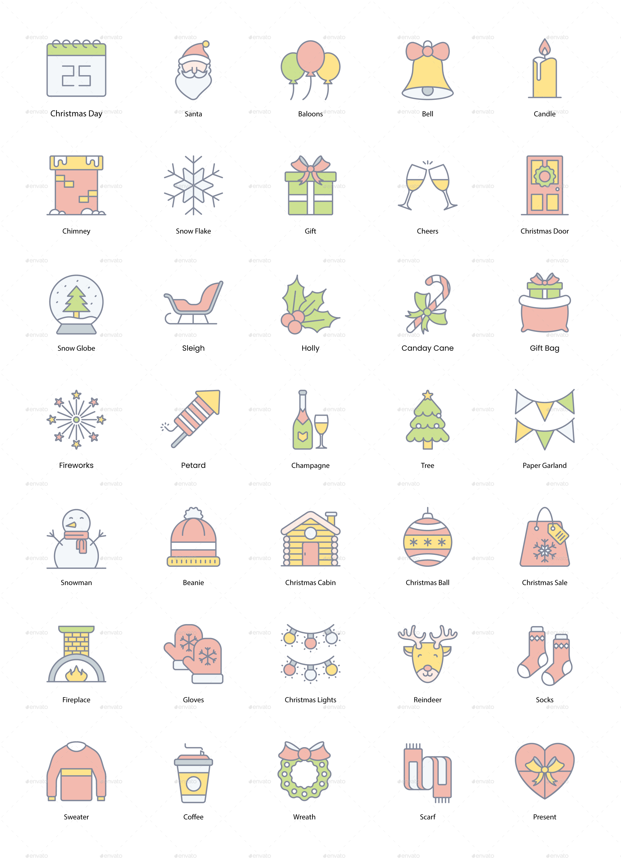 Christmas Icons Set, Icons | GraphicRiver