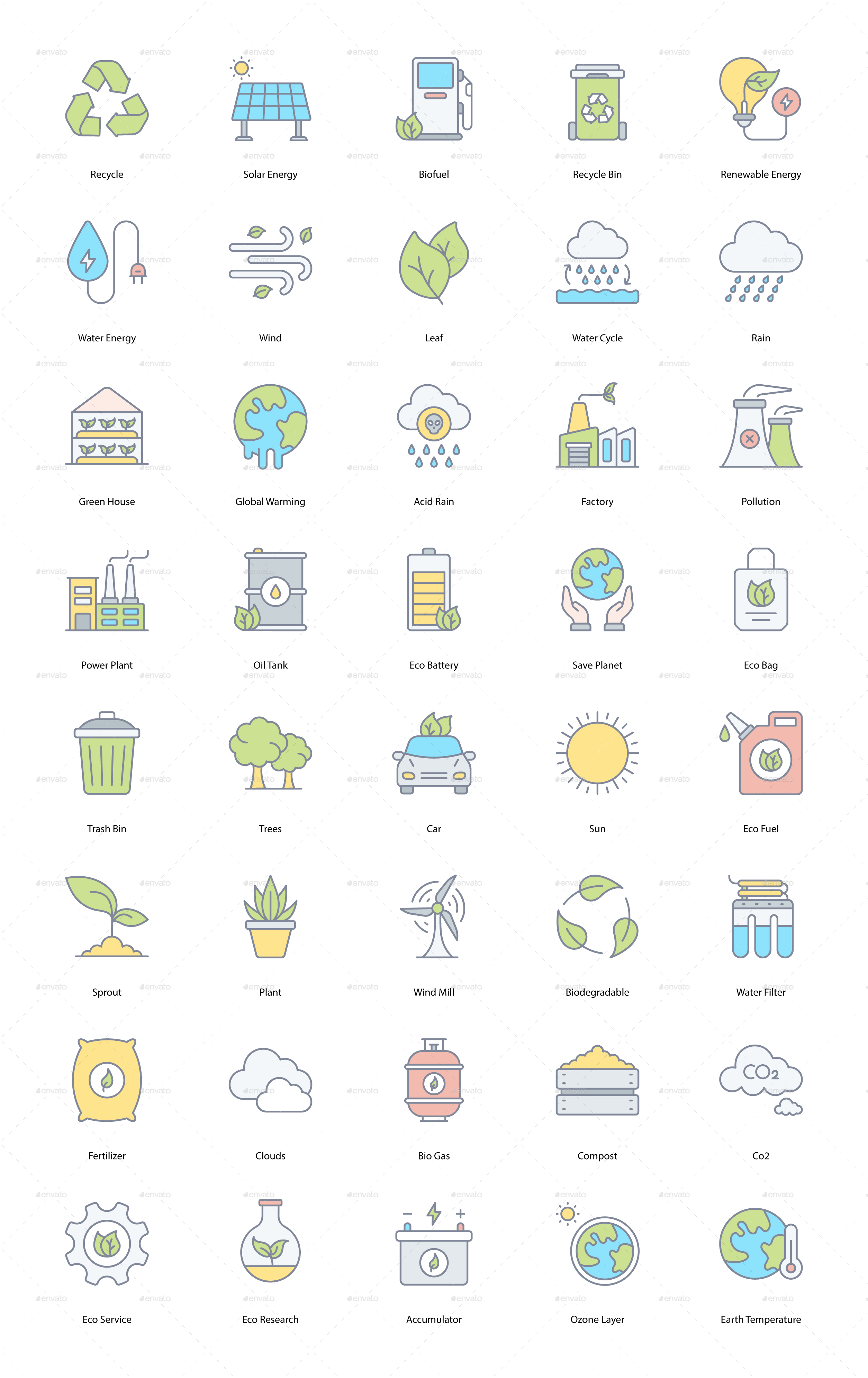 Ecology Icons Set, Icons | GraphicRiver