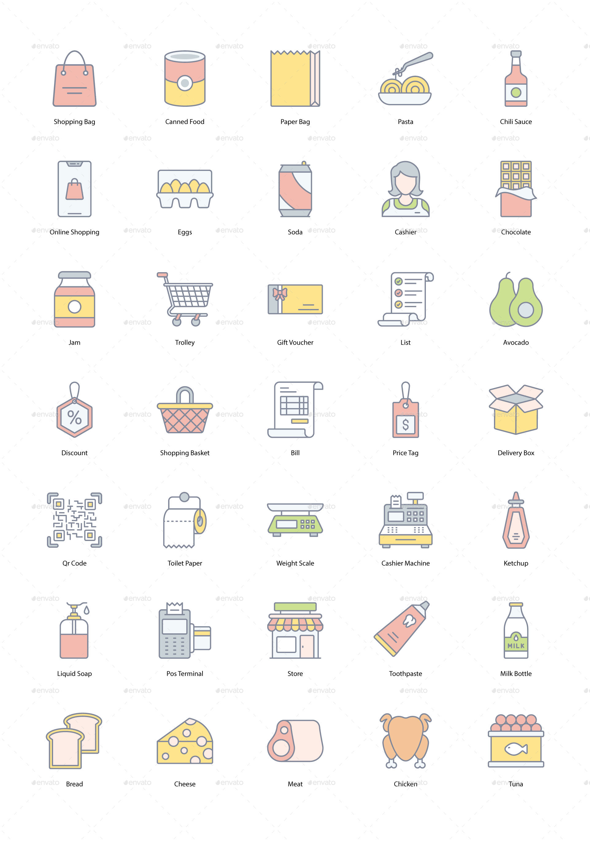 Grocery Icons Set, Icons | GraphicRiver