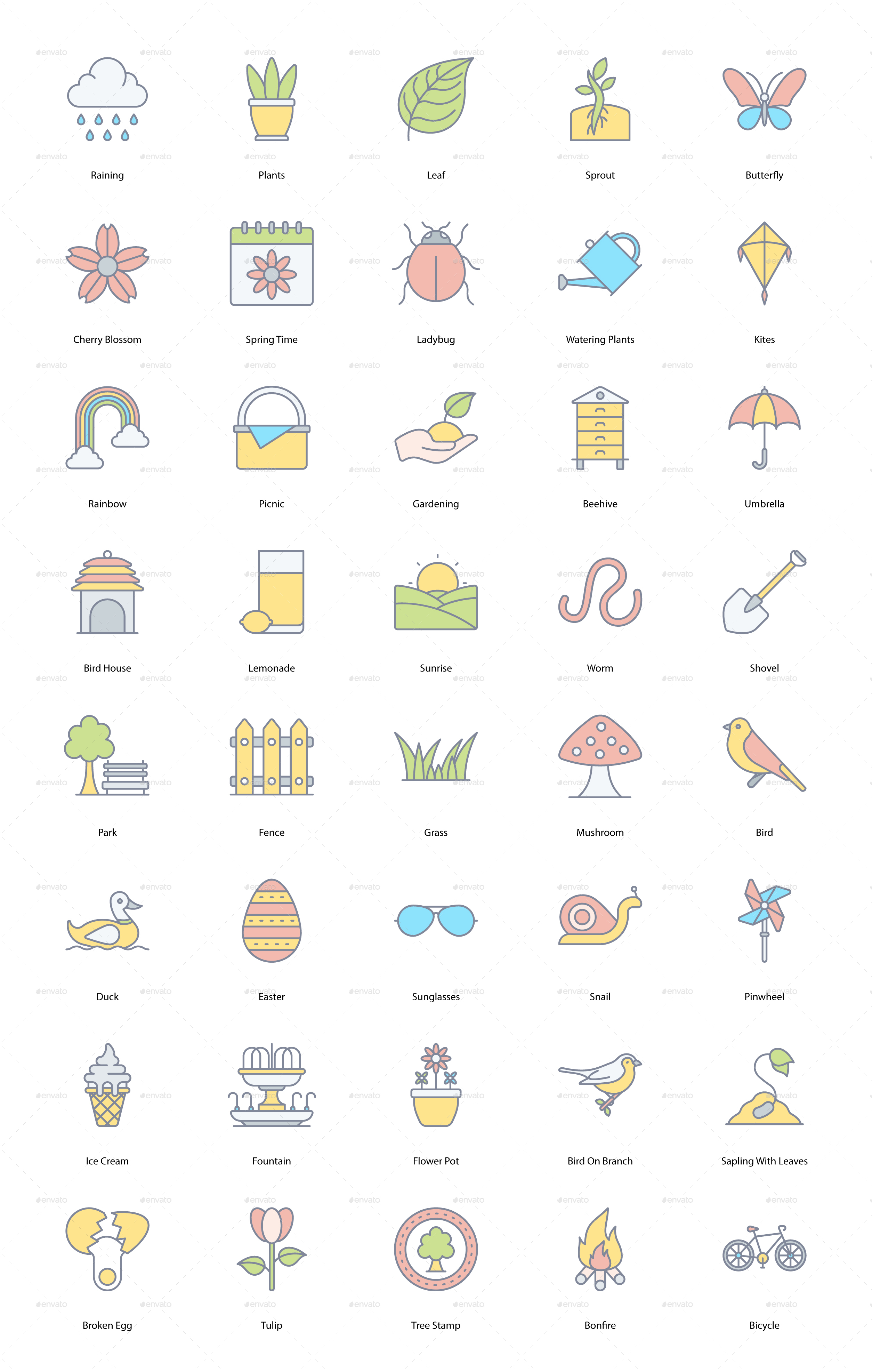 Spring Icons Set, Icons | GraphicRiver